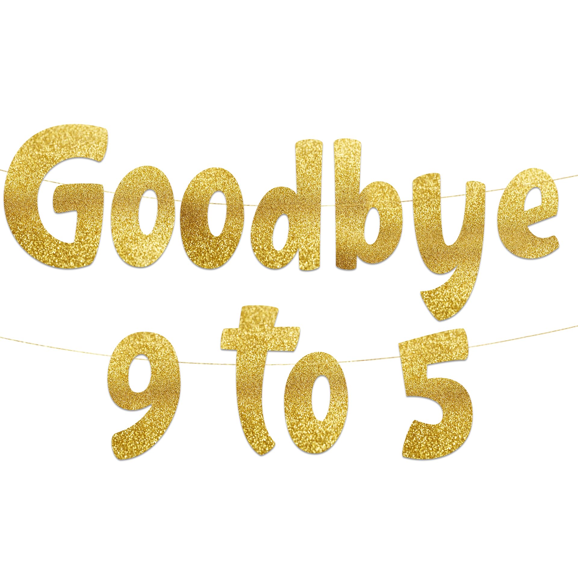 Amazon.com: Goodbye 9 to 5 Gold Glitter Banner – Funny Retirement Party ...