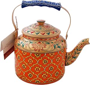 Amazon.com: Kaushalam Stainless Steel Kettle With Lid Hand Painted ...