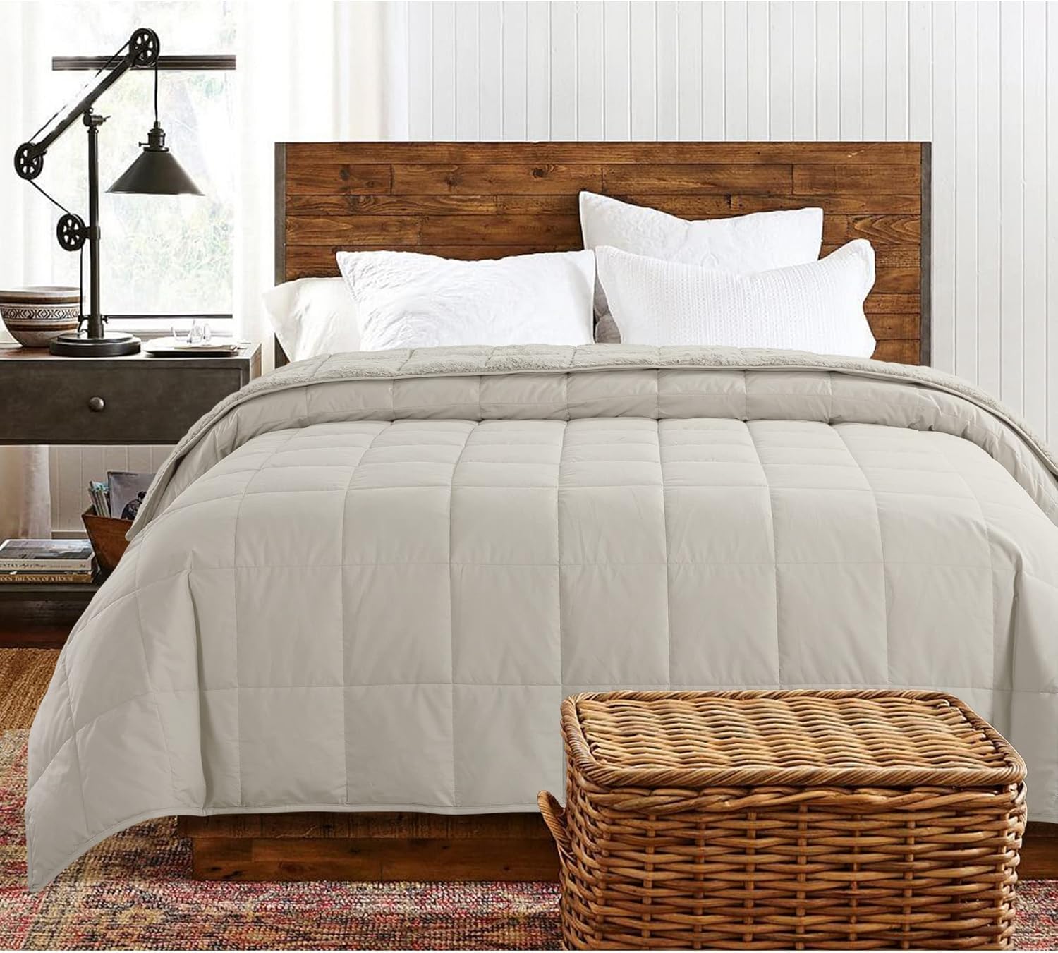 Amazon.com: feather & loom Cozy Down Alternative Reversible Blanket ...