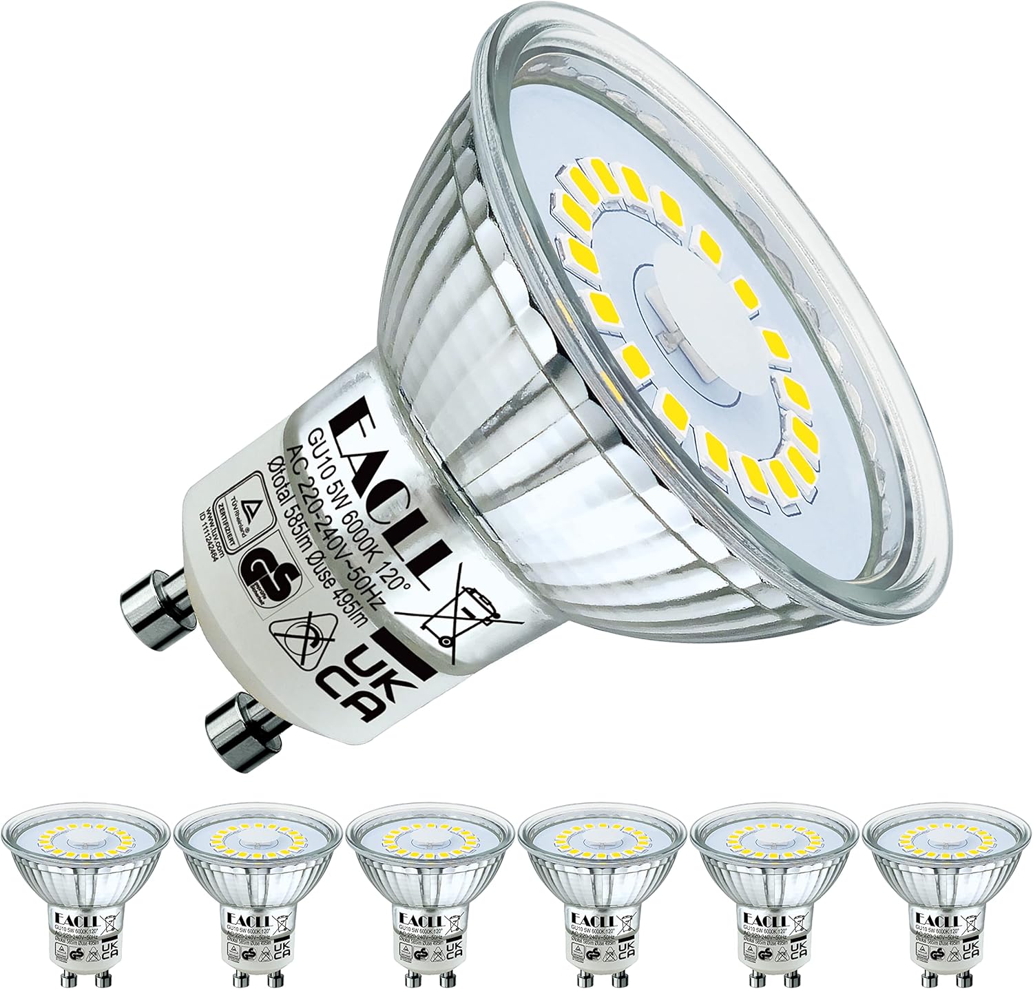 EACLL GU10 LED Ampoule Blanc froid, 5W Egal à 65W Lampes halogènes, 6 ...