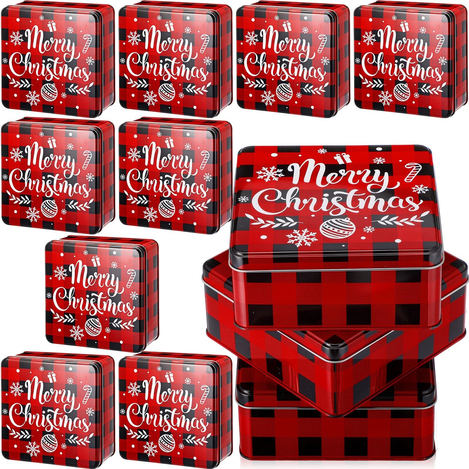Amazon.com: Tandefio Christmas Cookie Tins with Lids, 6.3 inch Metal ...
