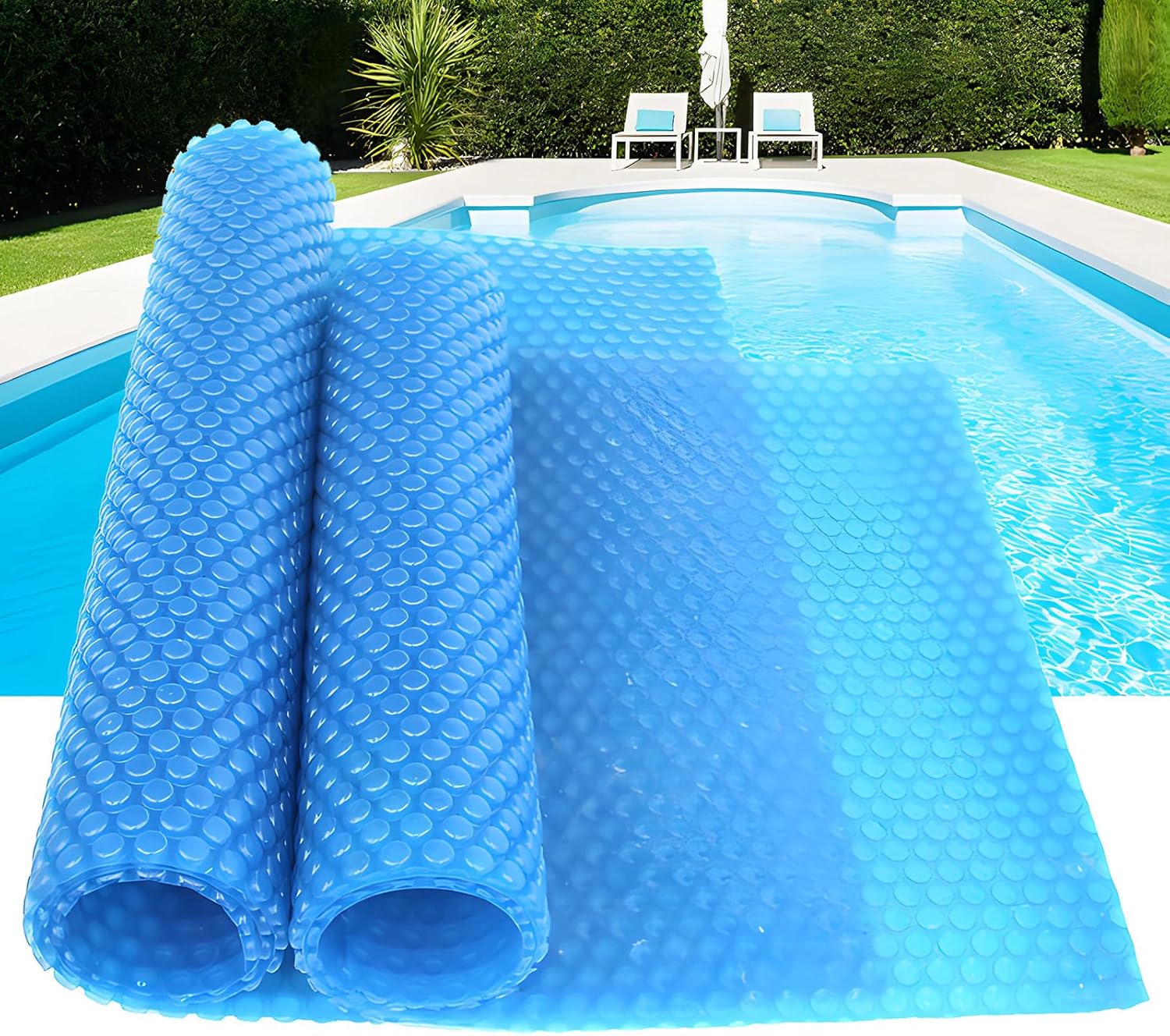 Amazon.com : Swimming Pool Cover with Grommets, Bubble Heat Insulation ...