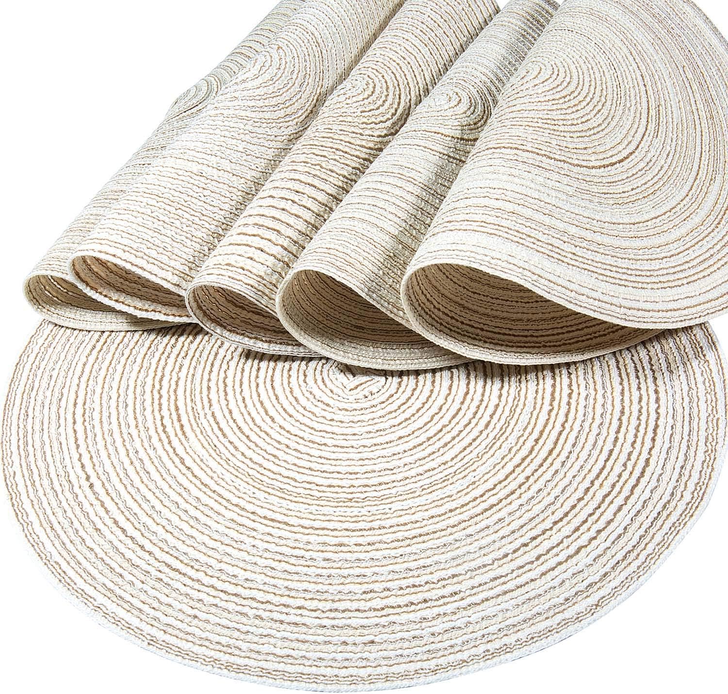 Diealles Set de Table Rond, Lot de 6 Set de Table Beige, Résistantes à ...