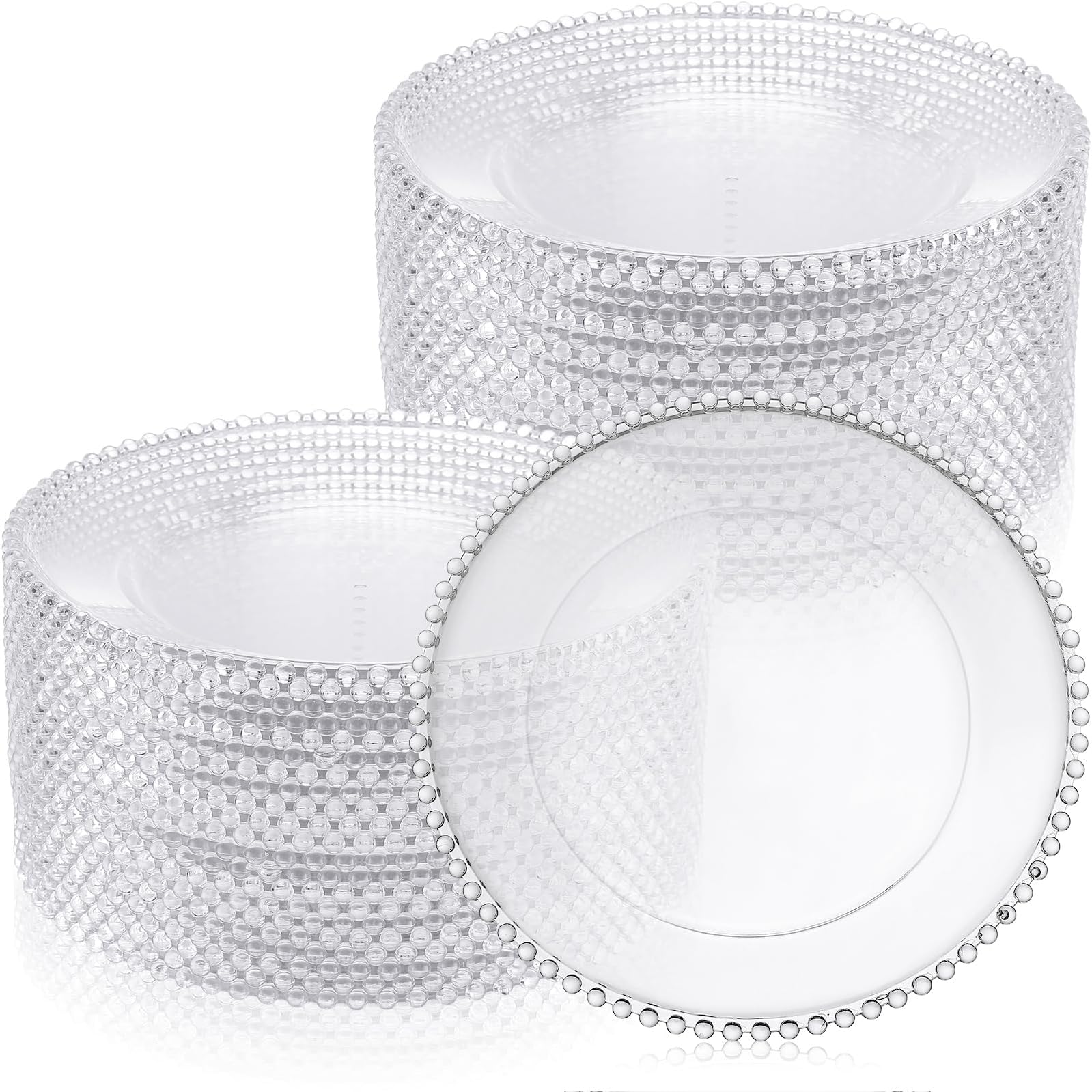 Amazon.com | 30 Pack Plastic Beaded Charger Plates 11 Inch Plastic ...