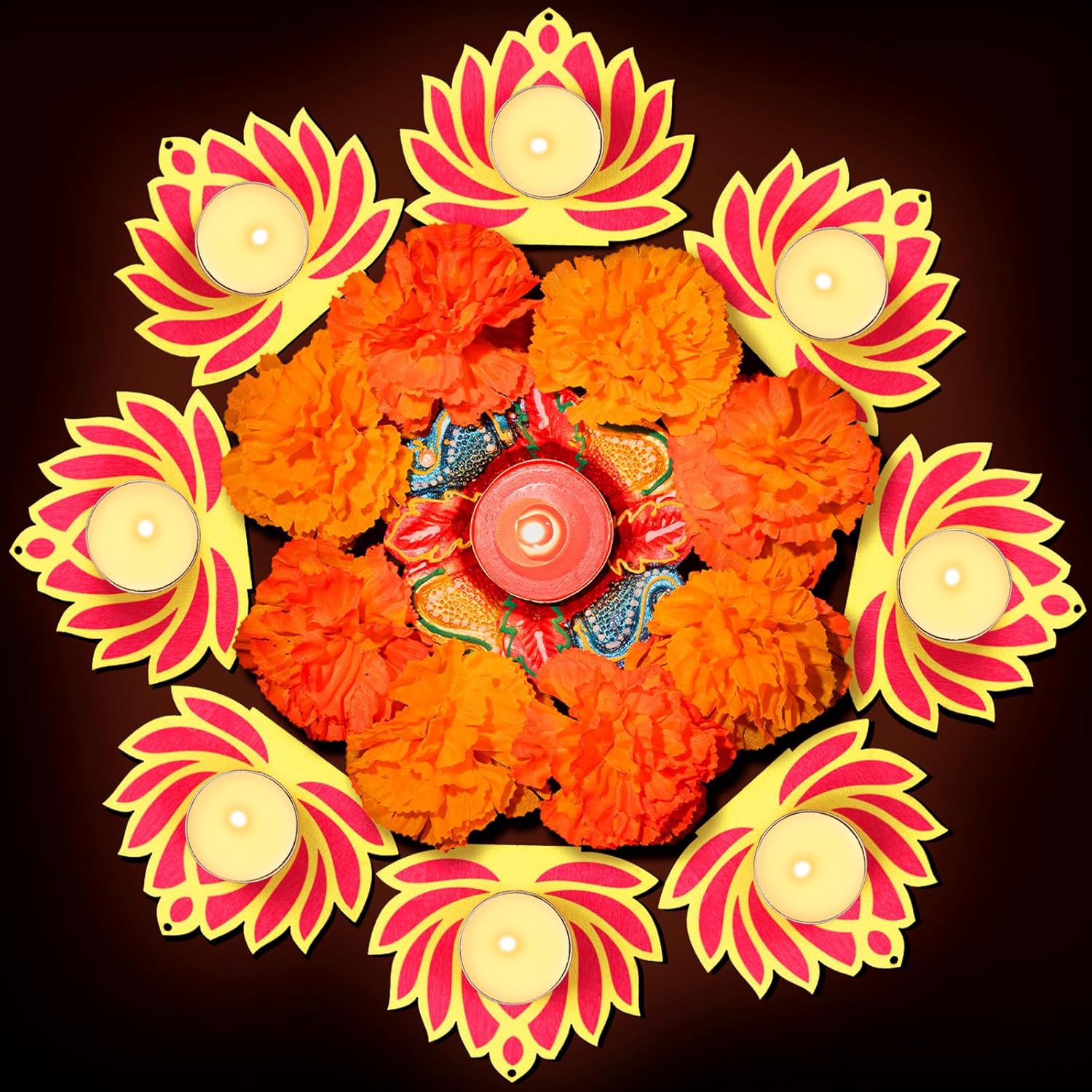 Amazon.com: Nuanchu 20 Pcs Diwali Lotus Decoration for Home Wooden ...