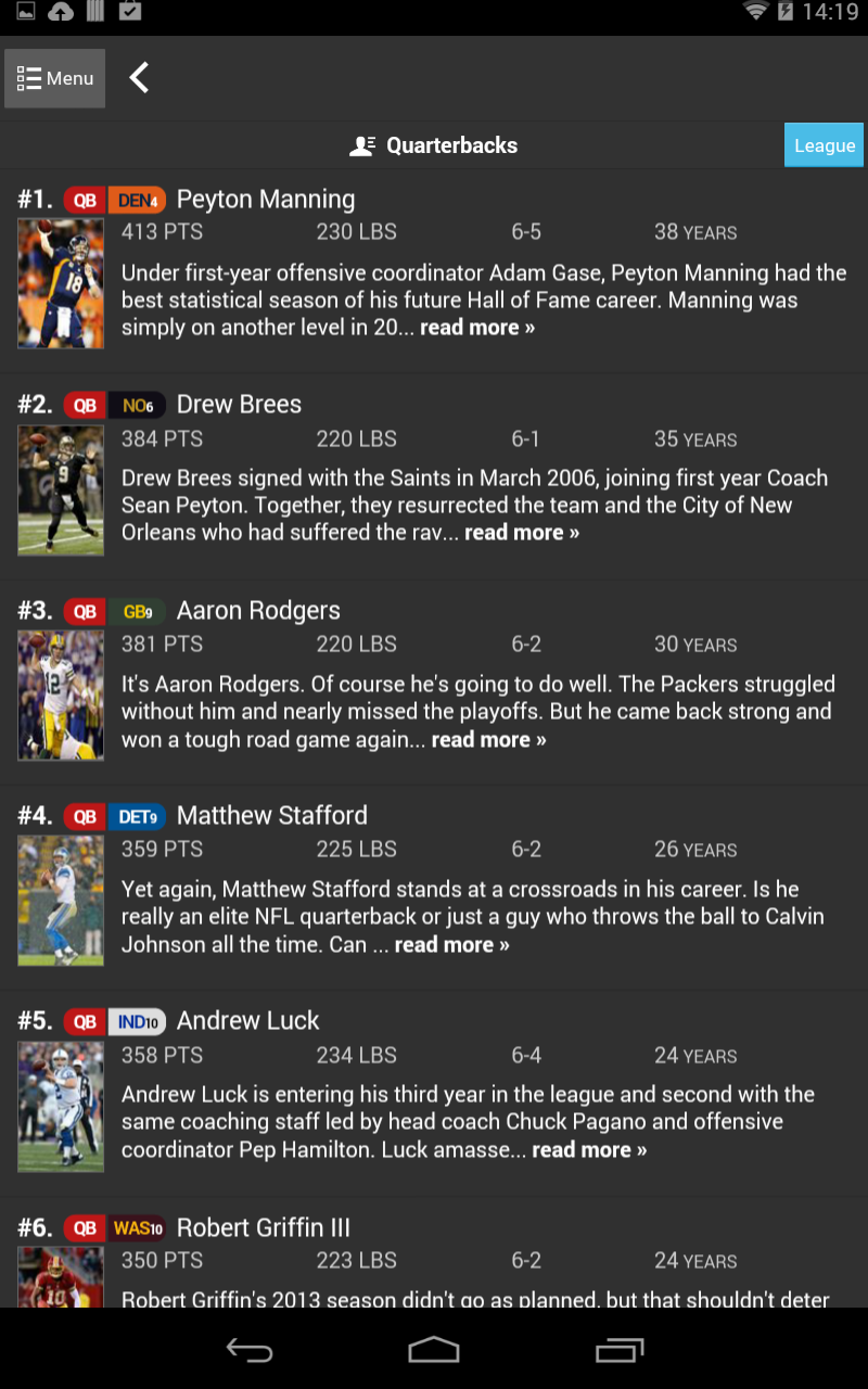 Footballguys Fantasy Football Magazine 2014 - App on Amazon Appstore