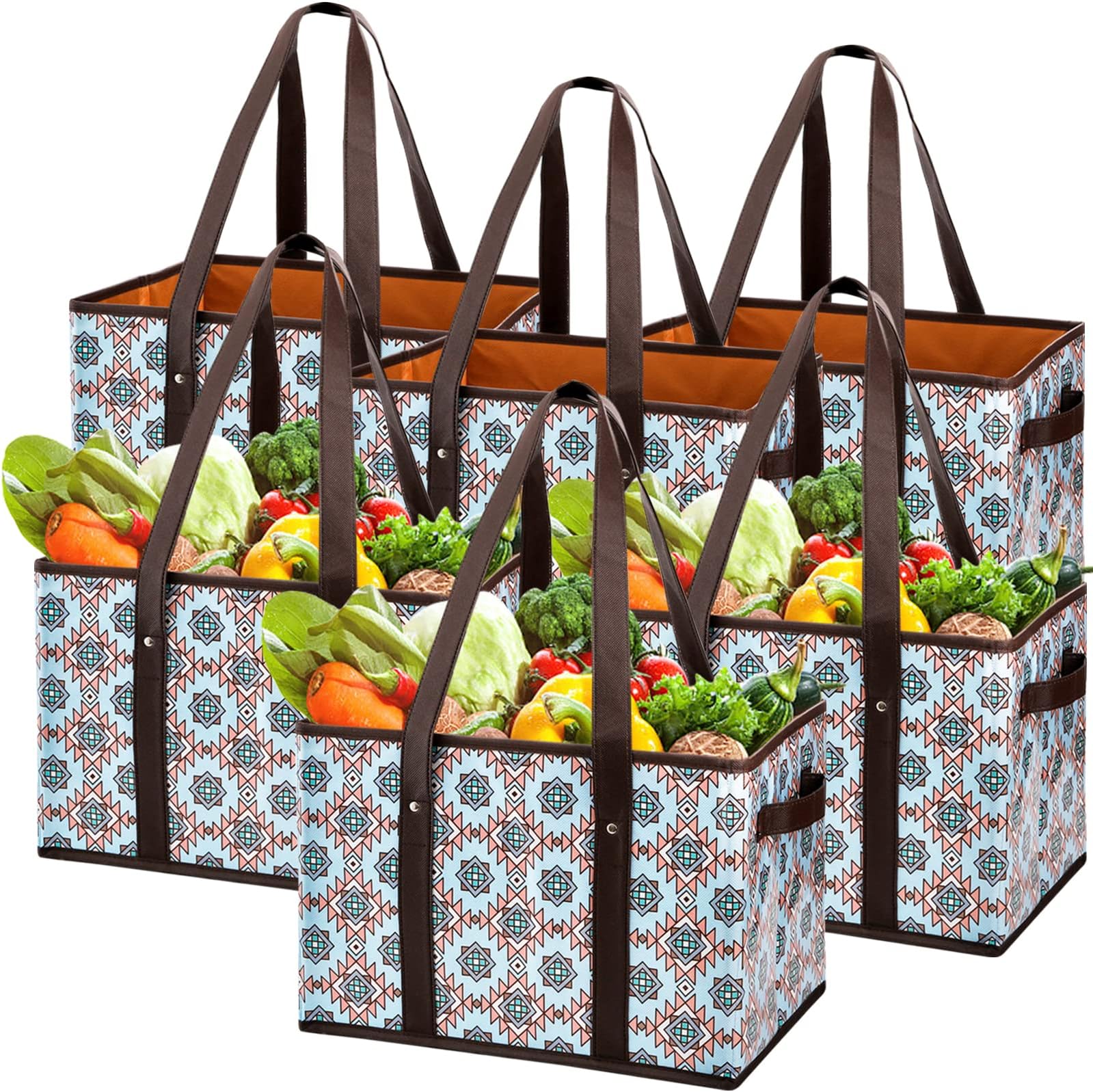 Amazon.com - TENABORT 5 Pack Large Reusable Grocery Bags Foldable ...