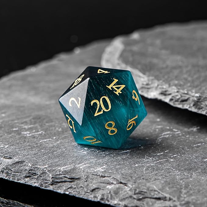 Amazon.com: Dark Green Cat's Eye Crystal DND Dice Set 7 PCS 7 PCS Gemstone Suitable for Dungeons ...