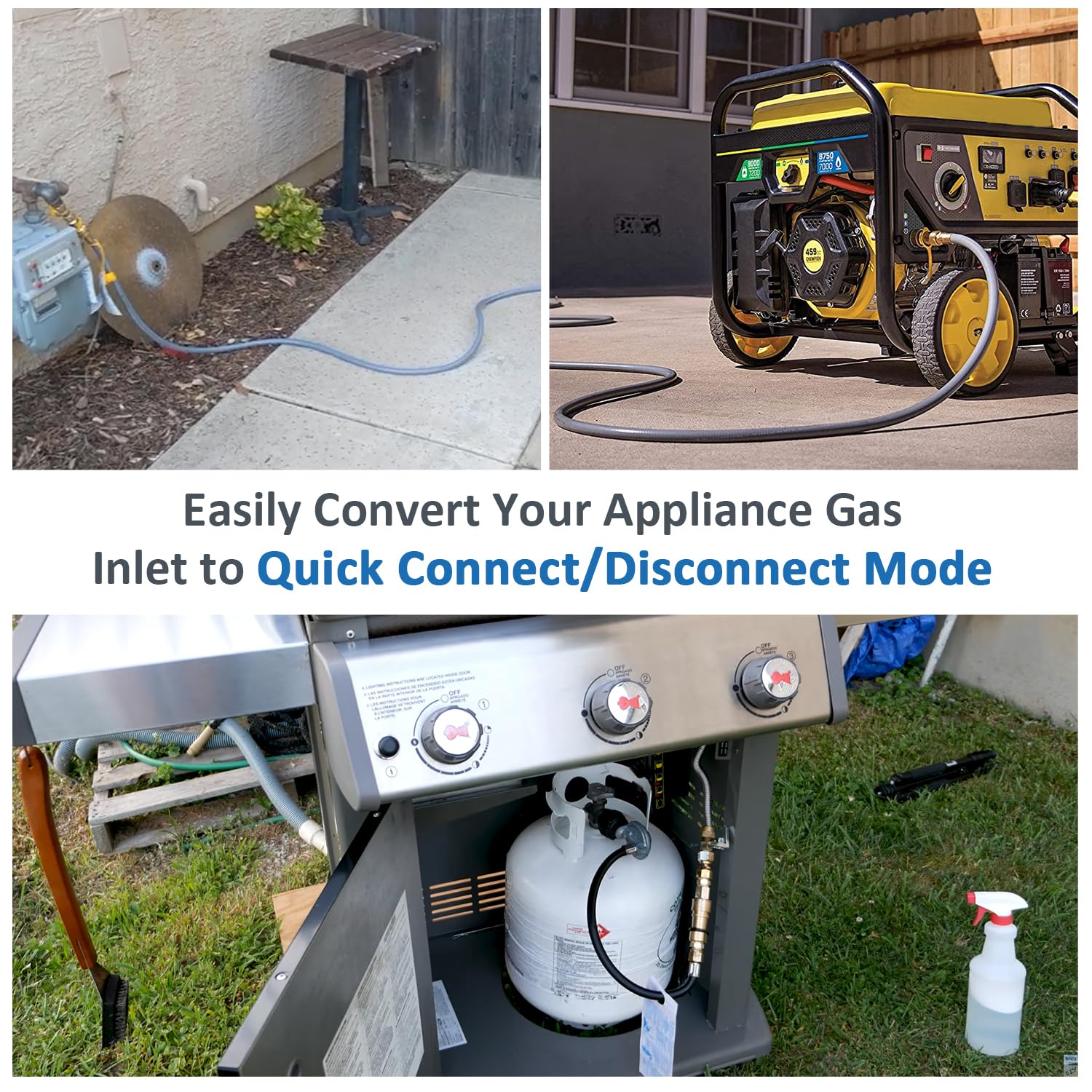 ATKKE 3/8 Inch Natural Gas Quick Connect Fittings Kit, LP Propane Gas ...