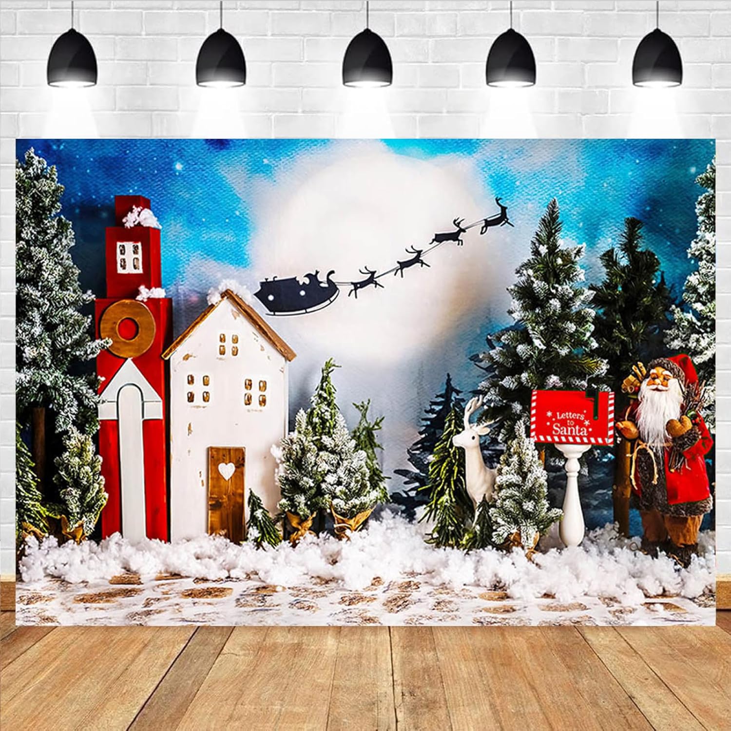 Amazon.com : Winter Christmas Rustic Backdrop Santa Claus Winter Snow ...
