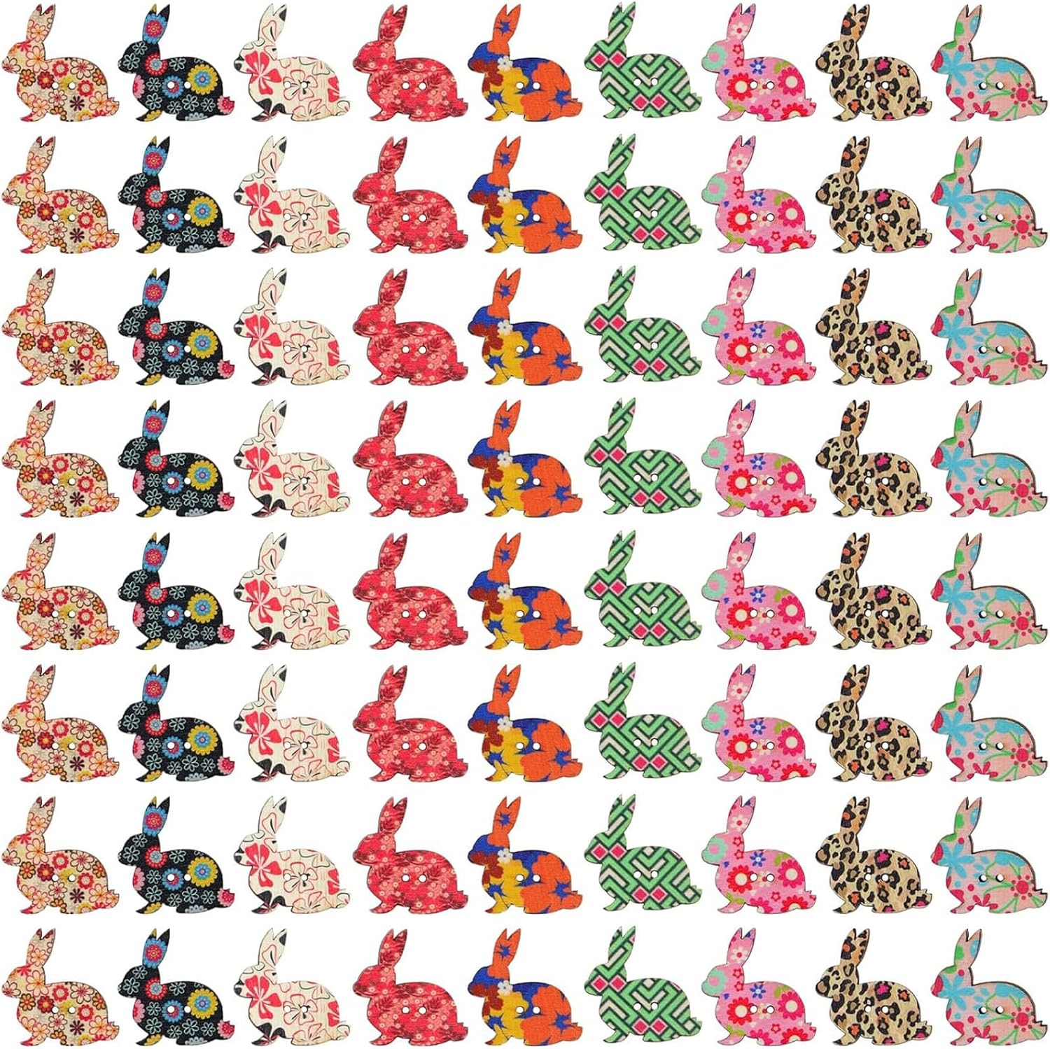Amazon.com: 100pcs Wooden Bunny Buttons Easter Rabbit 2-Hole Buttons ...