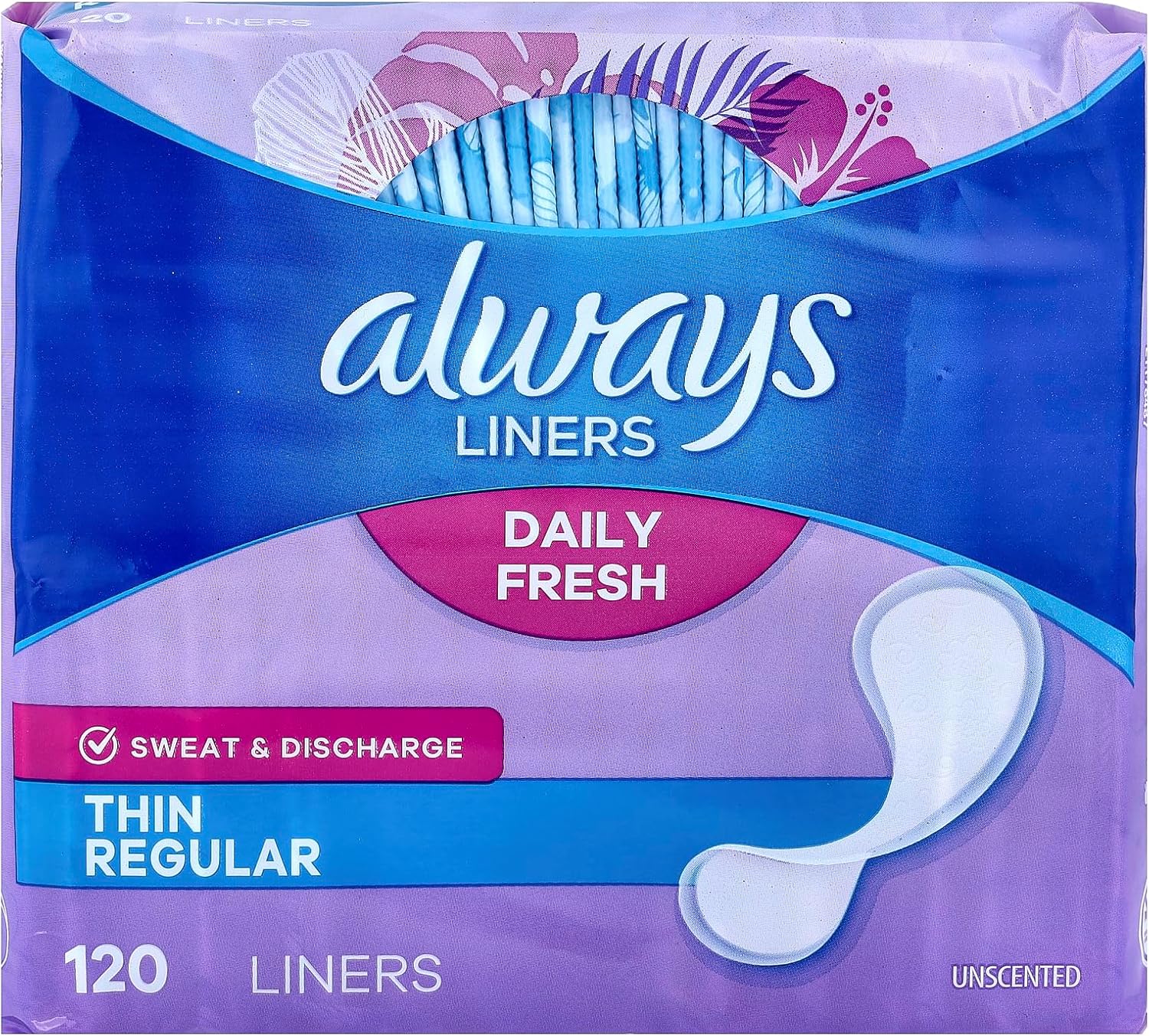 Amazon.com: Always Thin Daily Liners, Regular Absorbency, Unscented ...