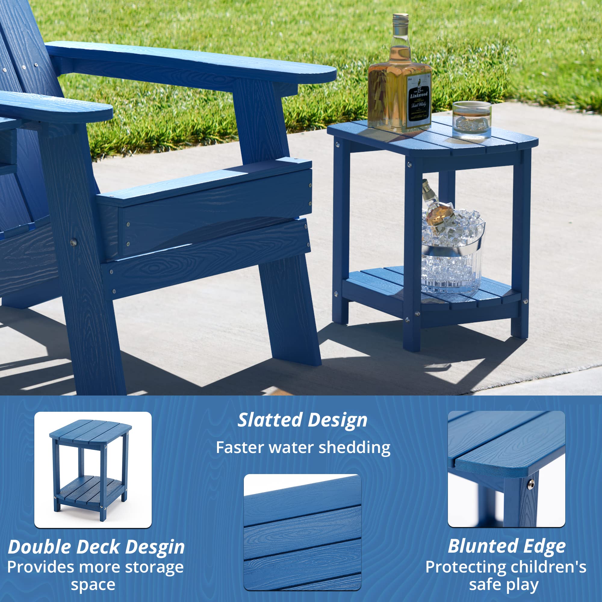 Snapklik.com : Adirondack Outdoor Side Table, Navy Blue HDPS Outdoor ...