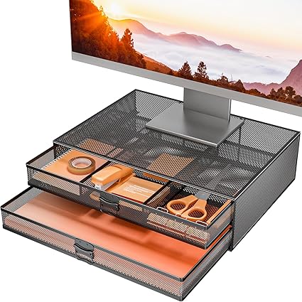 Amazon.com: WALI Monitor Stand with Storage, Laptop Stand with Drawers ...