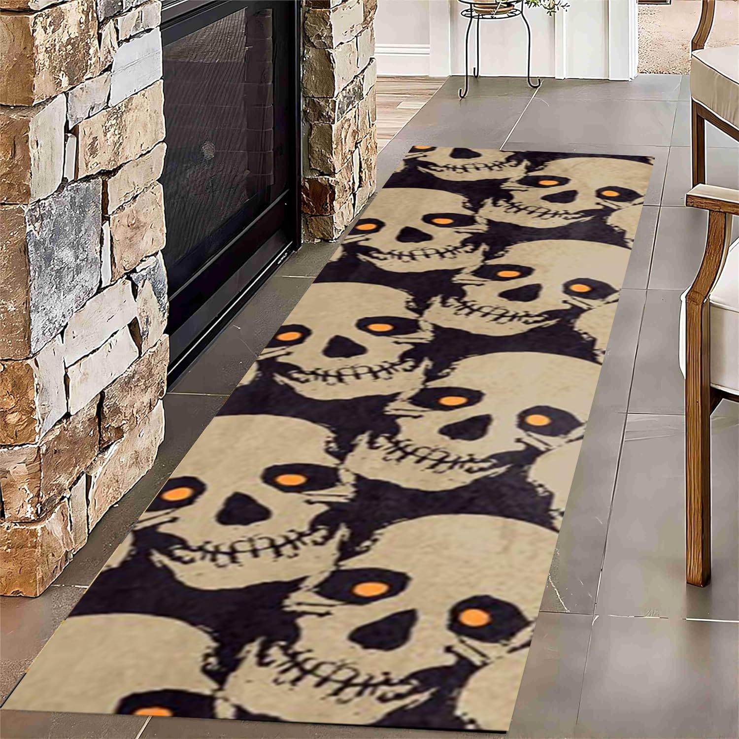Amazon.com: Halloween Skull Runner Rug, 2x7ft, Skull Entryway Carpet ...