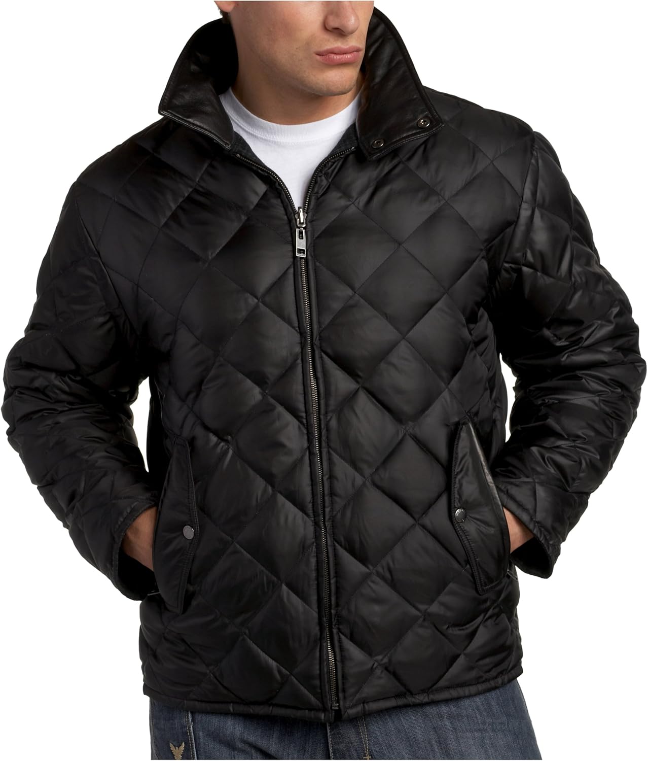 Michael Kors Men's Wool Reversible to Poly Down Hipster Jacket, Black ...