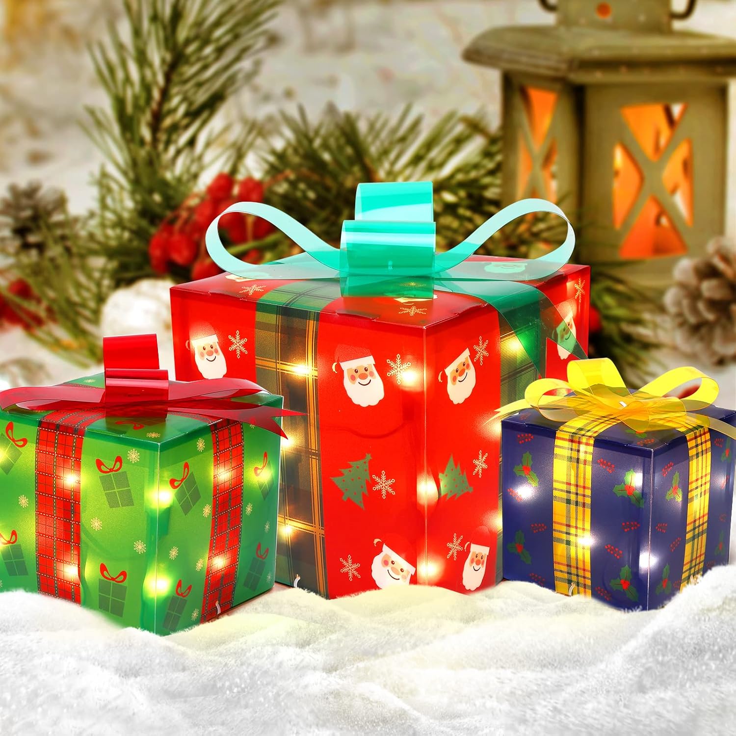 Amazon.com: Lighted Gift Boxes Christmas Decorations - Set of 3 Gift ...