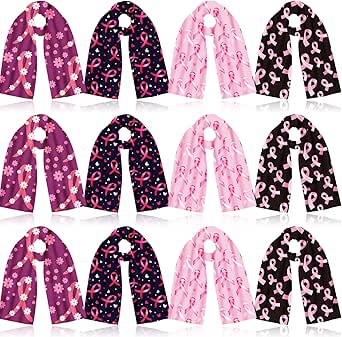 Liitrsh 12 Pcs Pink Ribbon Scarf for Breast Cancer Awareness ...