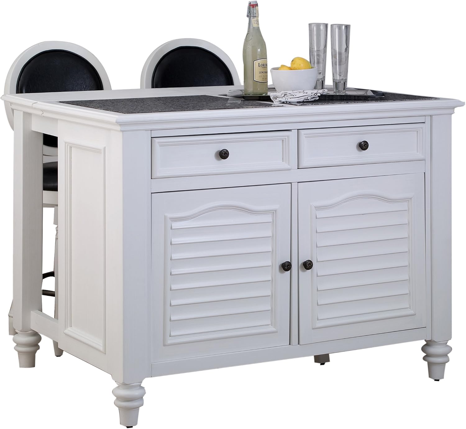 Amazon.com: Home Styles Bermuda Kitchen Island and 2 Stools, White ...