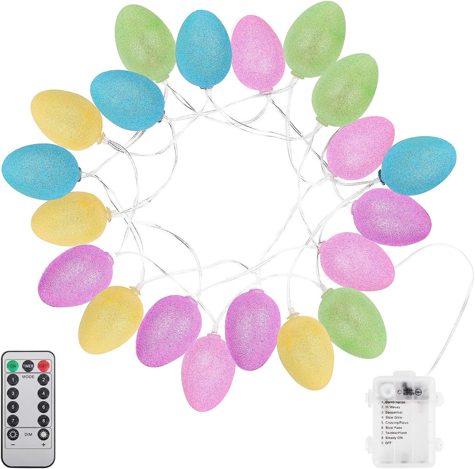 C APPOK Egg Lights for Easter Decorations, 6.5Ft 20 LEDs Egg String ...