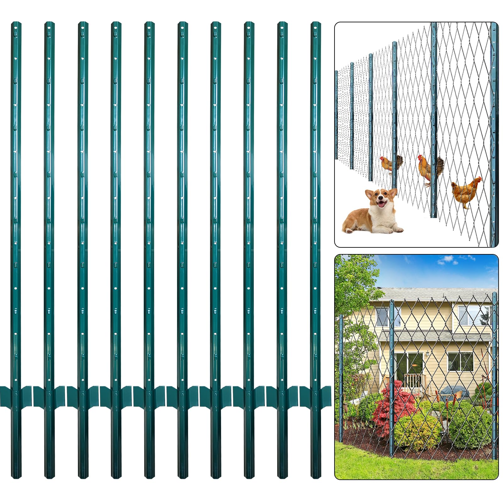 Thealyn Fence Posts 5 Feet,Pack of 10,Metal U Post Step in Post Fence ...