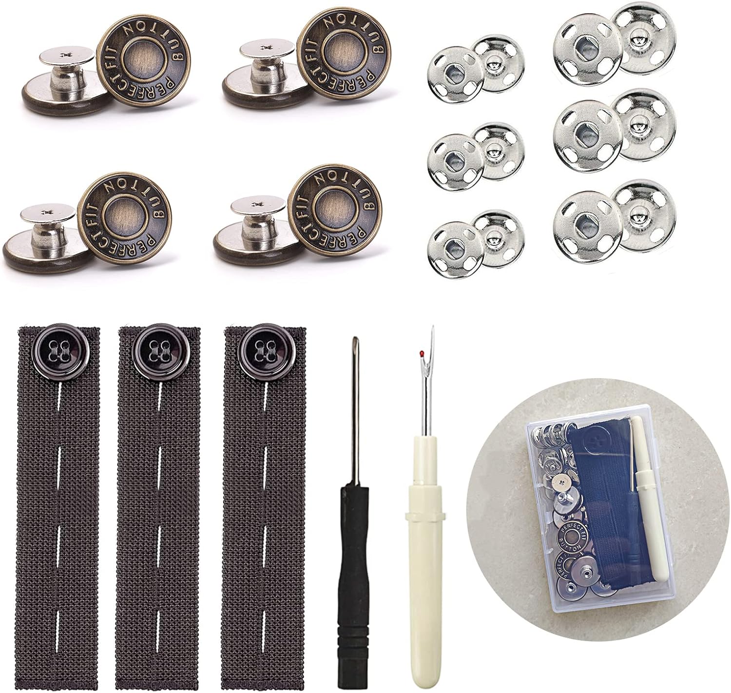 Amazon.com: Jeans Button Replacement Kit,Metal Jean Buttons no sew(8 ...