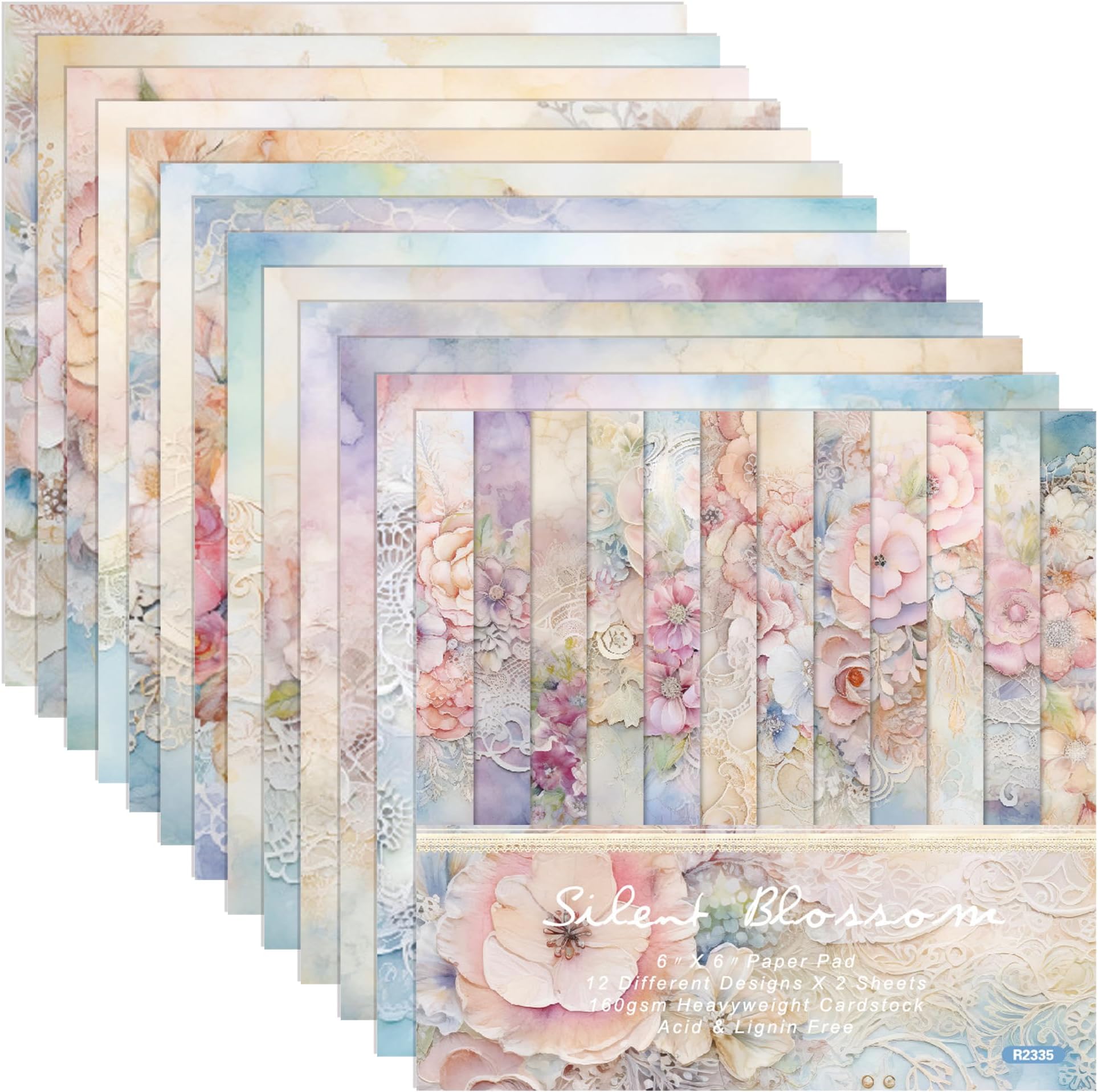 Amazon.com: 100Sheets and 100PCS Vintage Flowers Scrapbook Paper ...