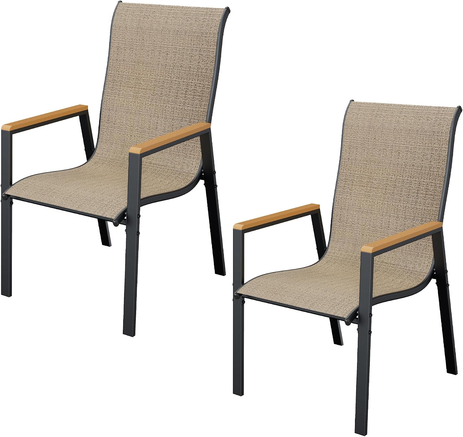 Amazon.com: UDPATIO Patio Chairs Set of 2, Outdoor Stackable Dining ...