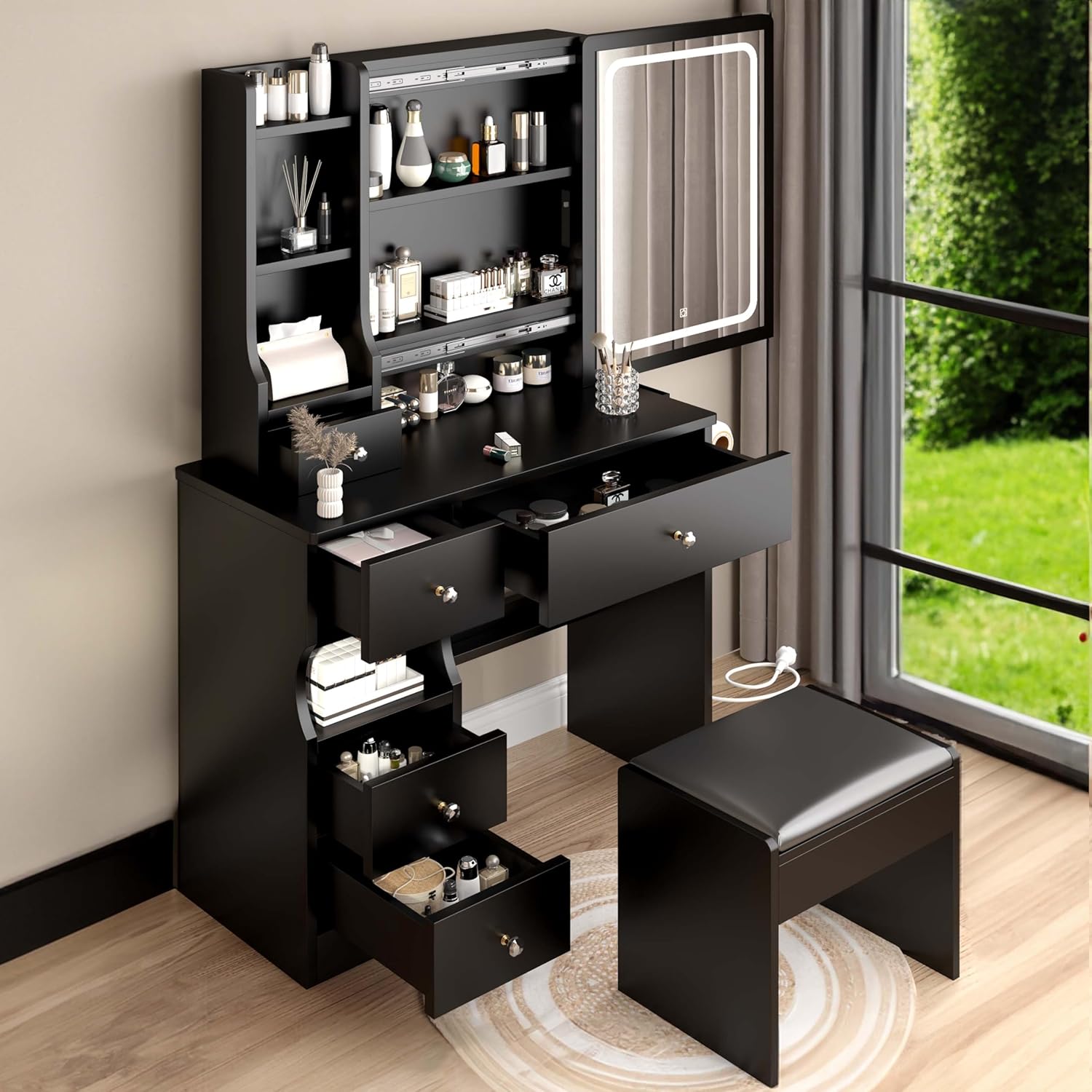 Amazon.com: Suwopmvy Vanity Desk Set with Mirror and Lights, Large ...