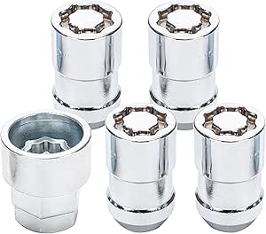 CARTMAN Universal Chrome Wheel Lock Set(M12 x 1.5 Thread Size), 4 Locks ...
