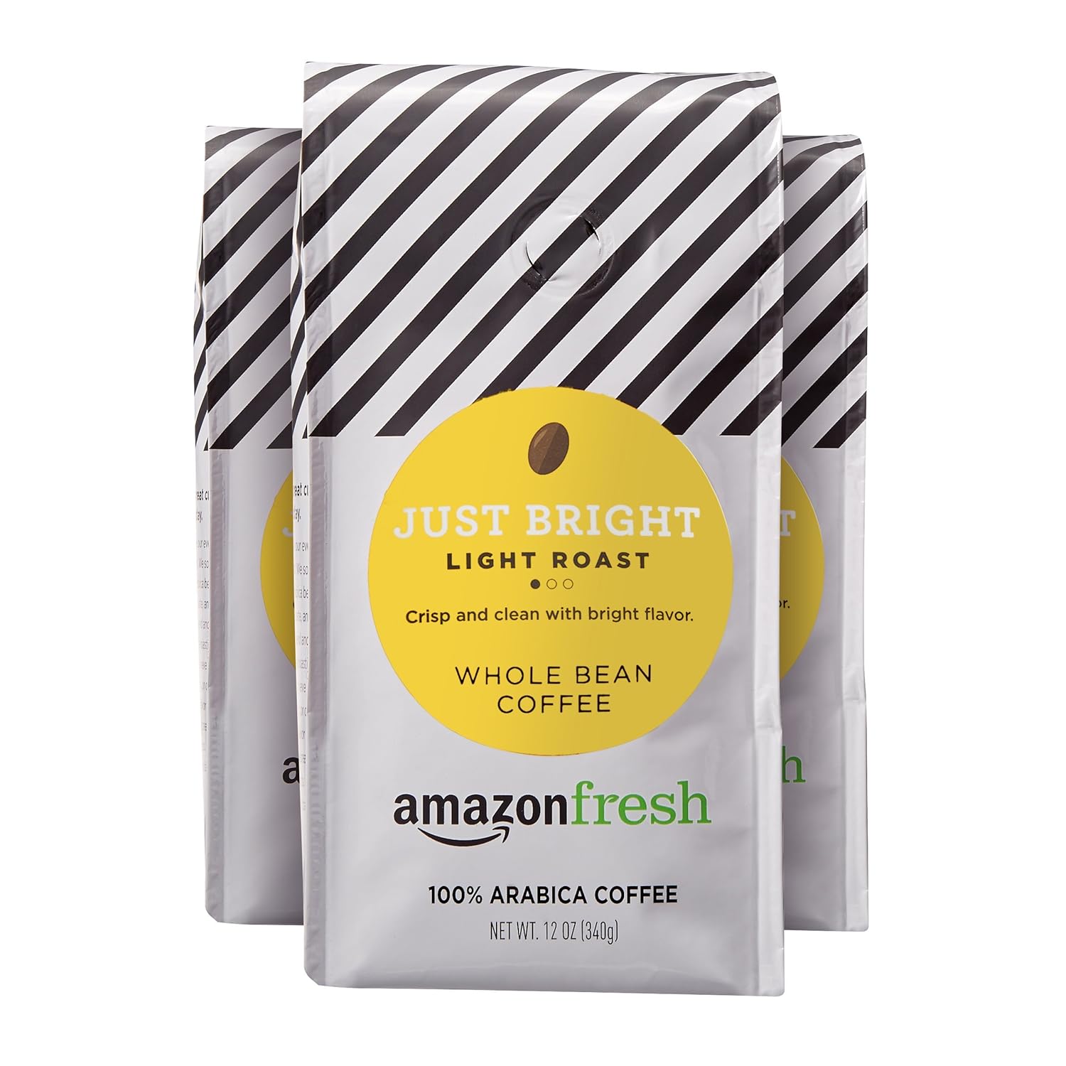 Amazon.com : AmazonFresh Just Bright Whole Bean Coffee, Light Roast, 12 ...