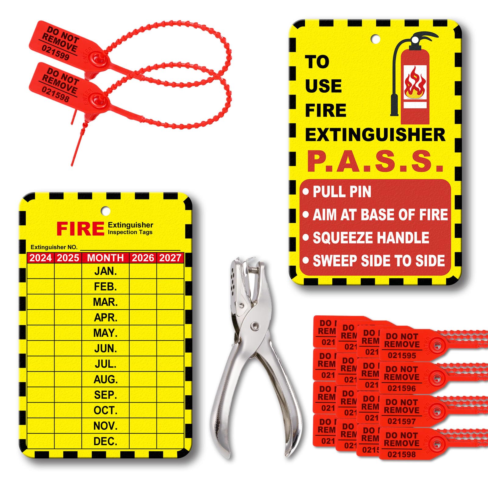 Amazon.com: 30 Sets Fire Extinguisher Tags Monthly Inspection Tear ...