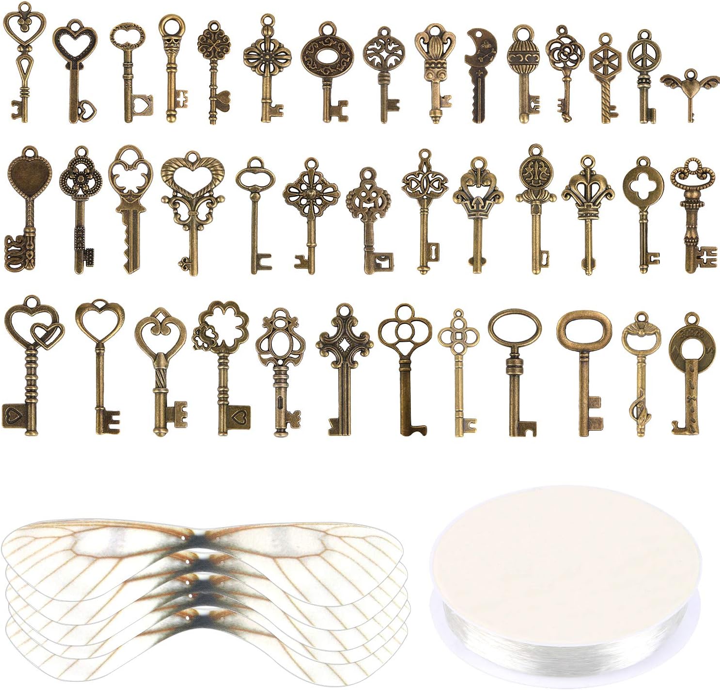 Amazon.com: SANNIX Set of 40 Flying Keys Charms, 40PCS Dragonfly Wings ...