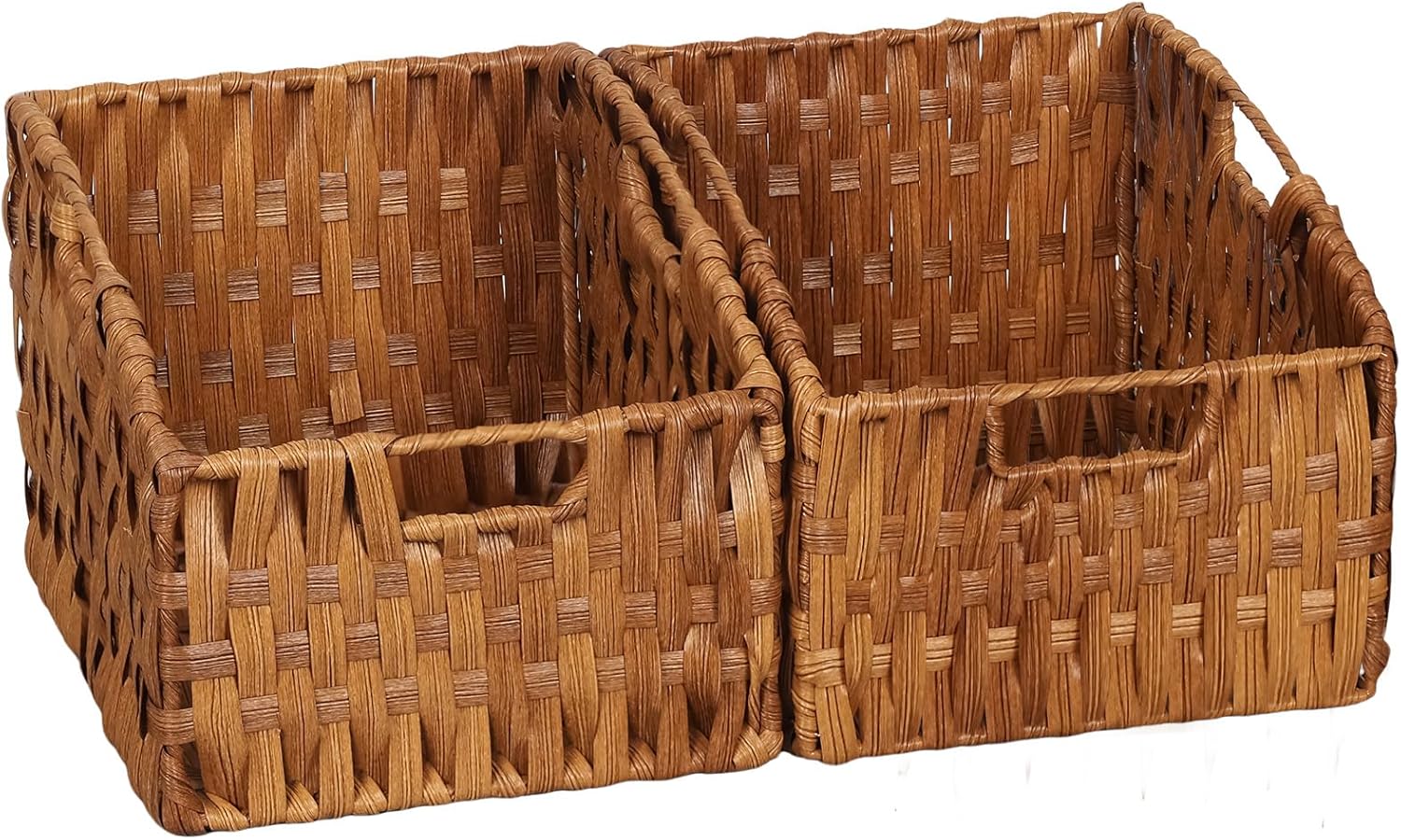 Amazon.com: WEAVELYRICS 2-Pack Plastic Wicker Baskets with Handles ...