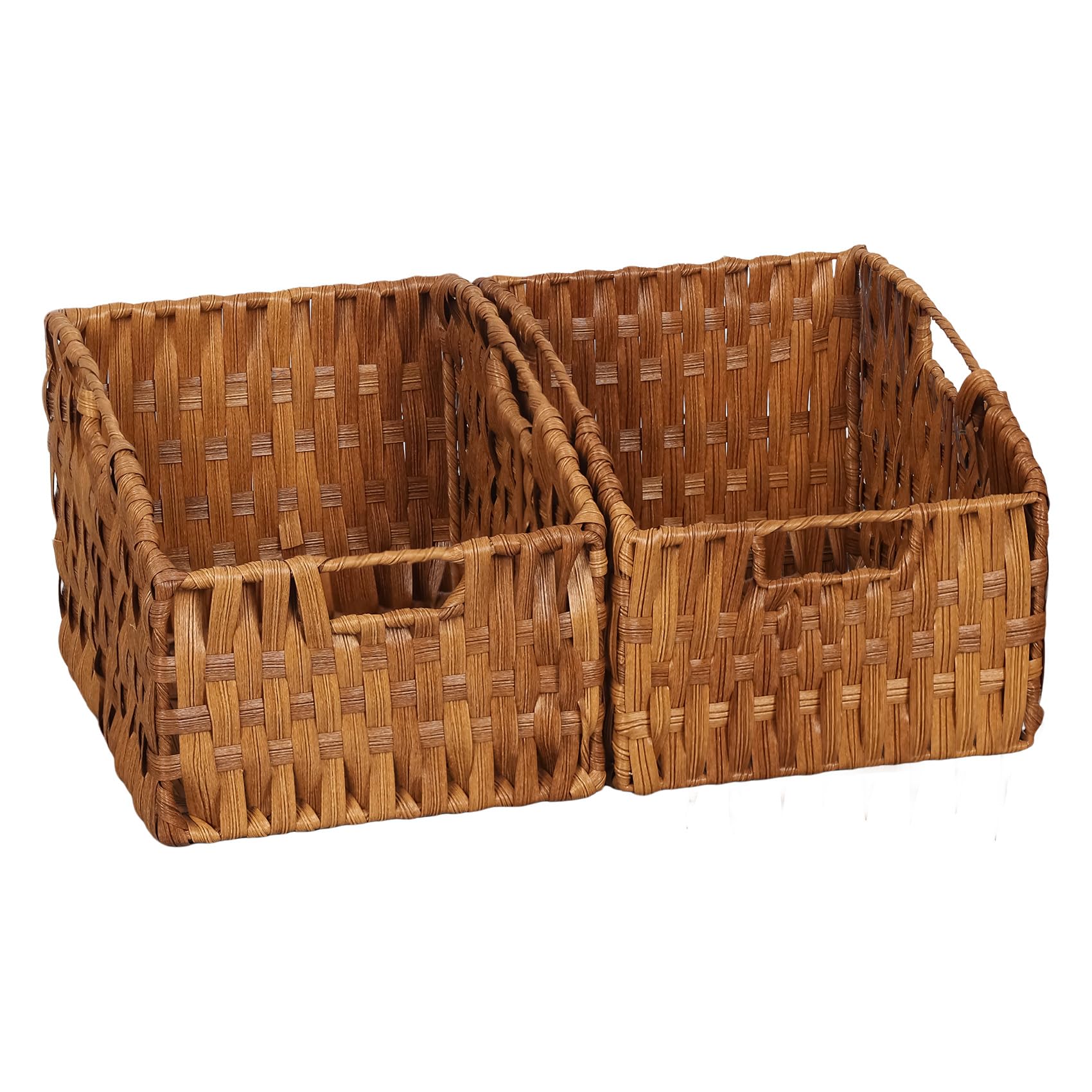 Amazon.com: WEAVELYRICS 2-Pack Plastic Wicker Baskets with Handles ...