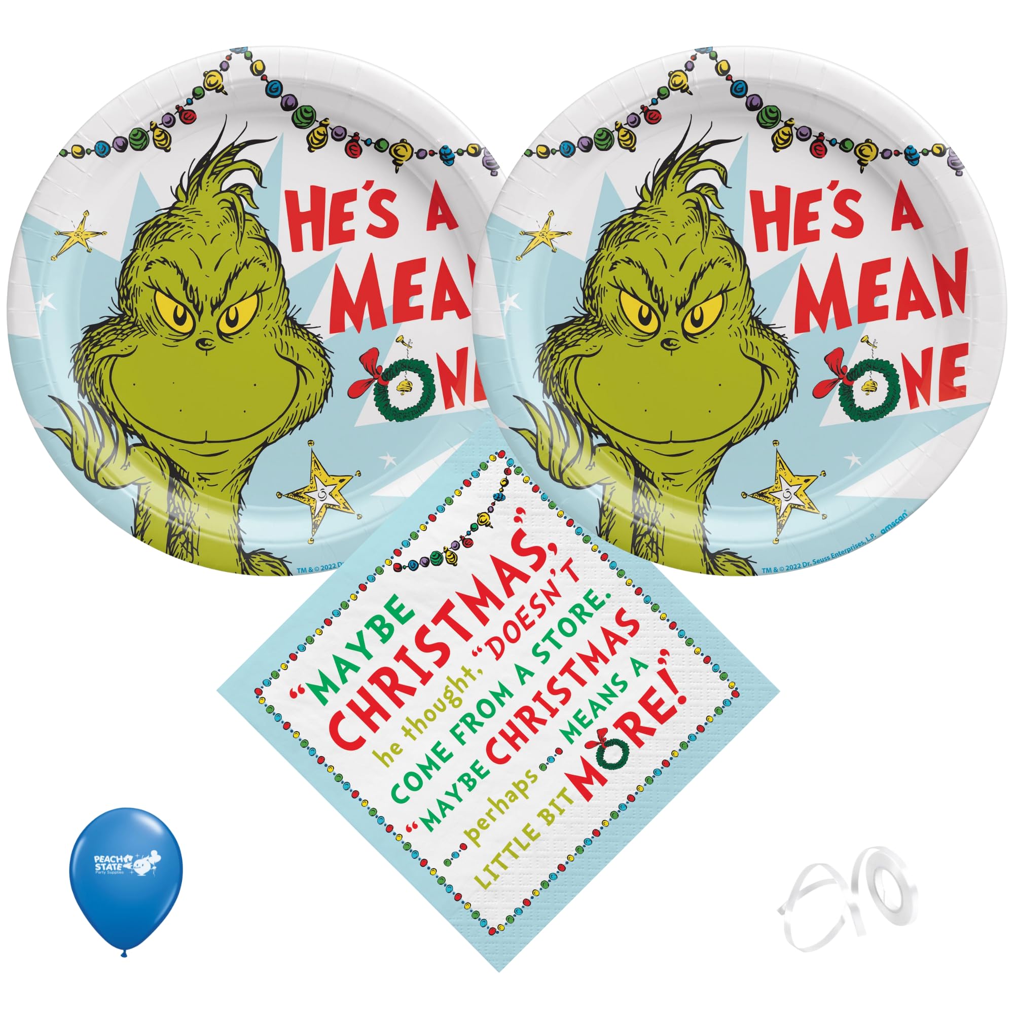 Amazon.com: Dr. Seuss The Grinch Christmas Party Supplies Bundle with ...