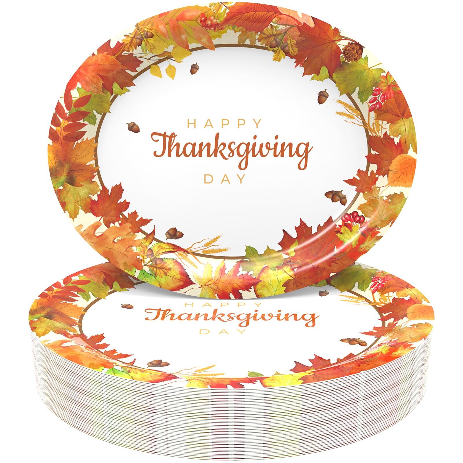 Amazon.com: 50 Count Large Thanksgiving Paper Plates: Fall Leaves ...