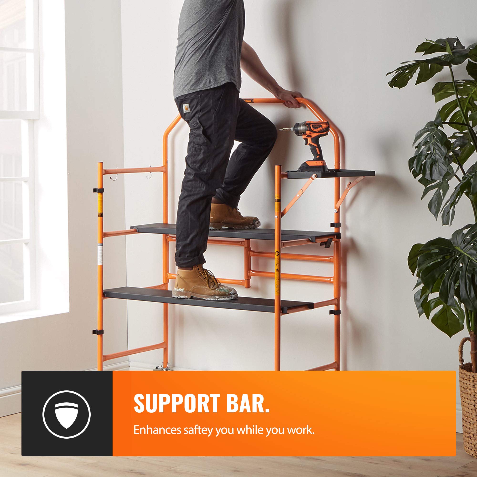 VonHaus Mobile Scaffold Platform - Mini Work Platform - Portable with ...