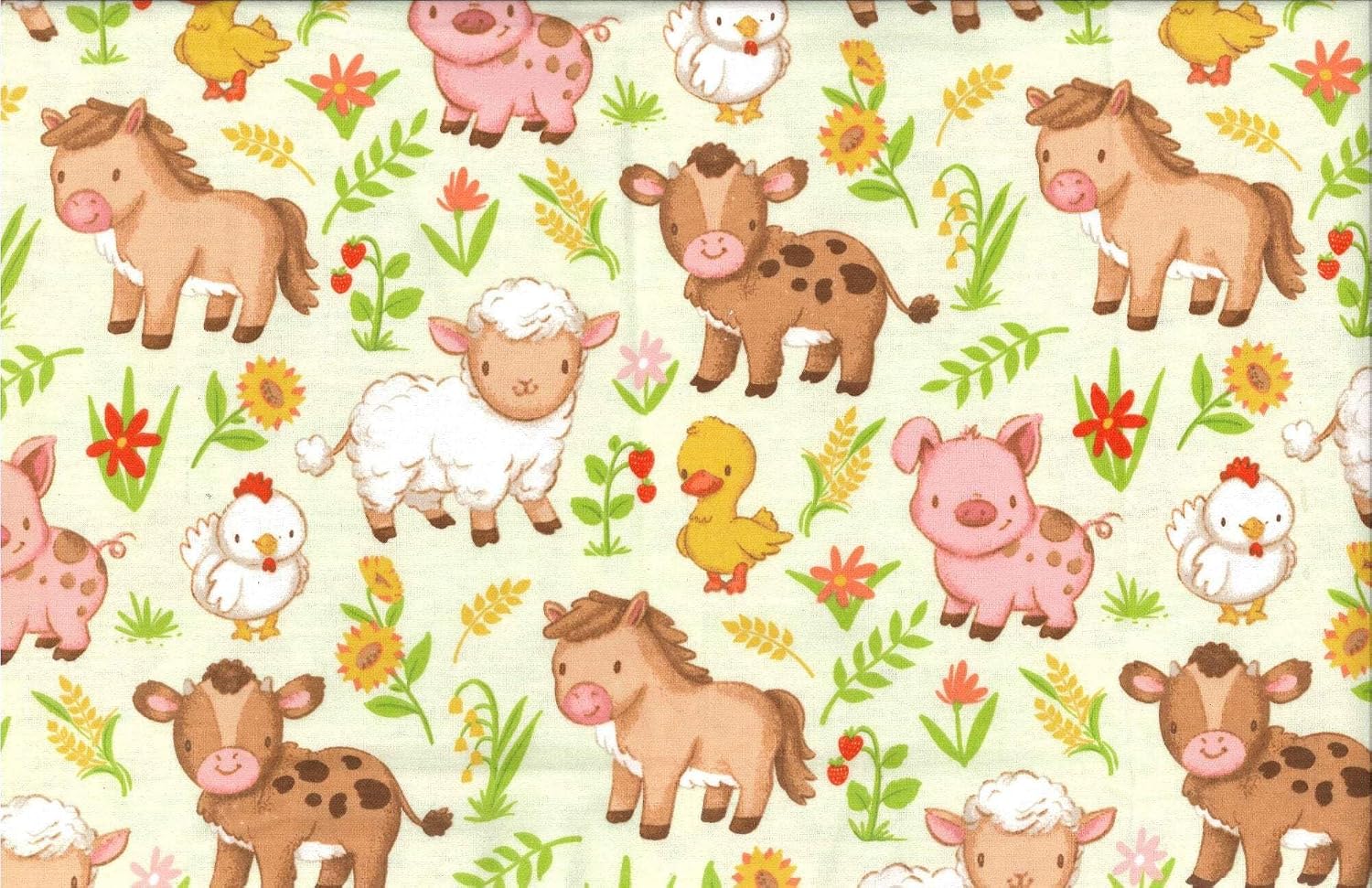 Amazon.com: Farmyard Babies Flannel Fabric by The Yard : Arts, Crafts ...