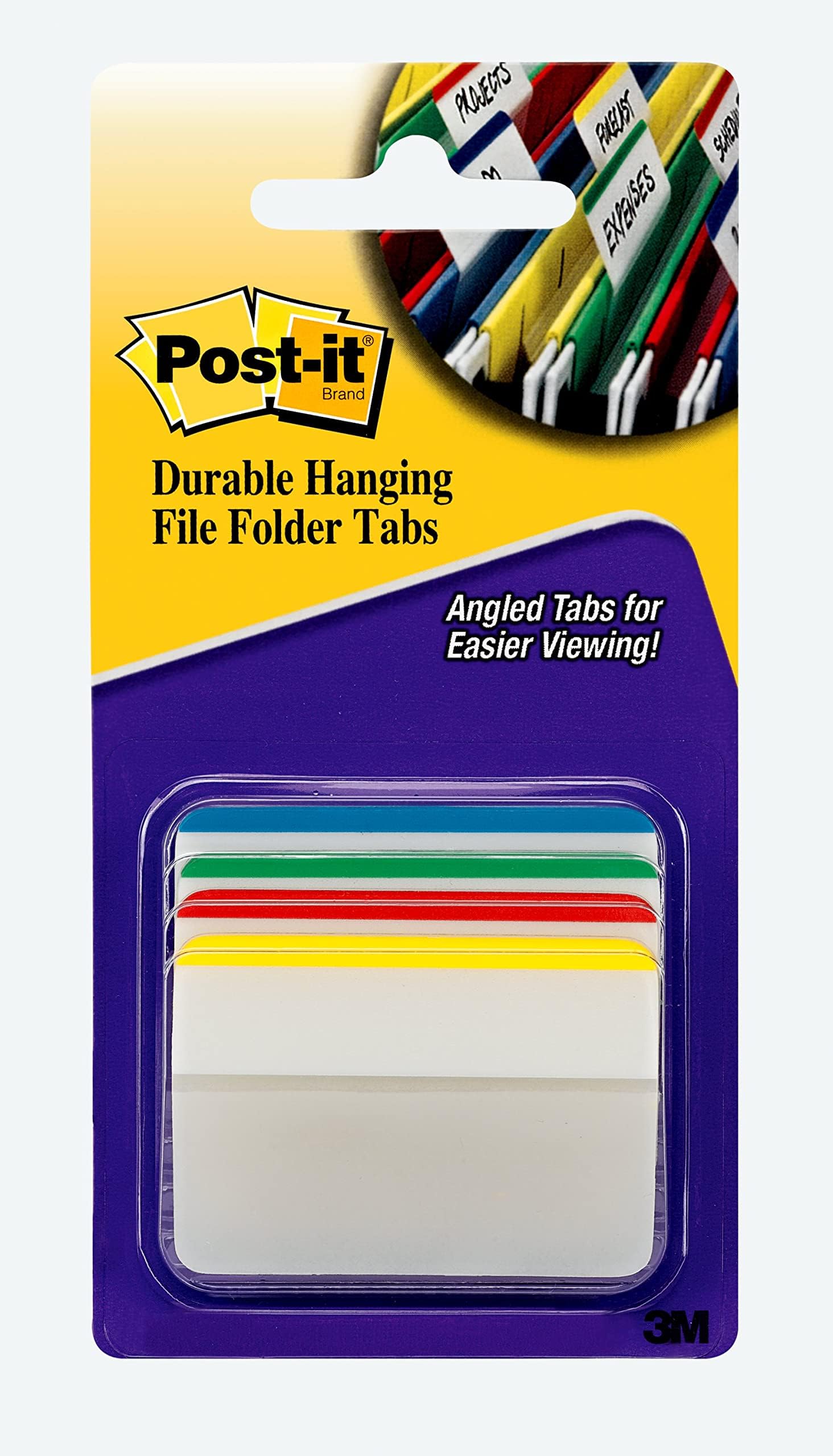 Post-it Angled Index Filing Tabs - Assorted Colours (4 Colours Each ...