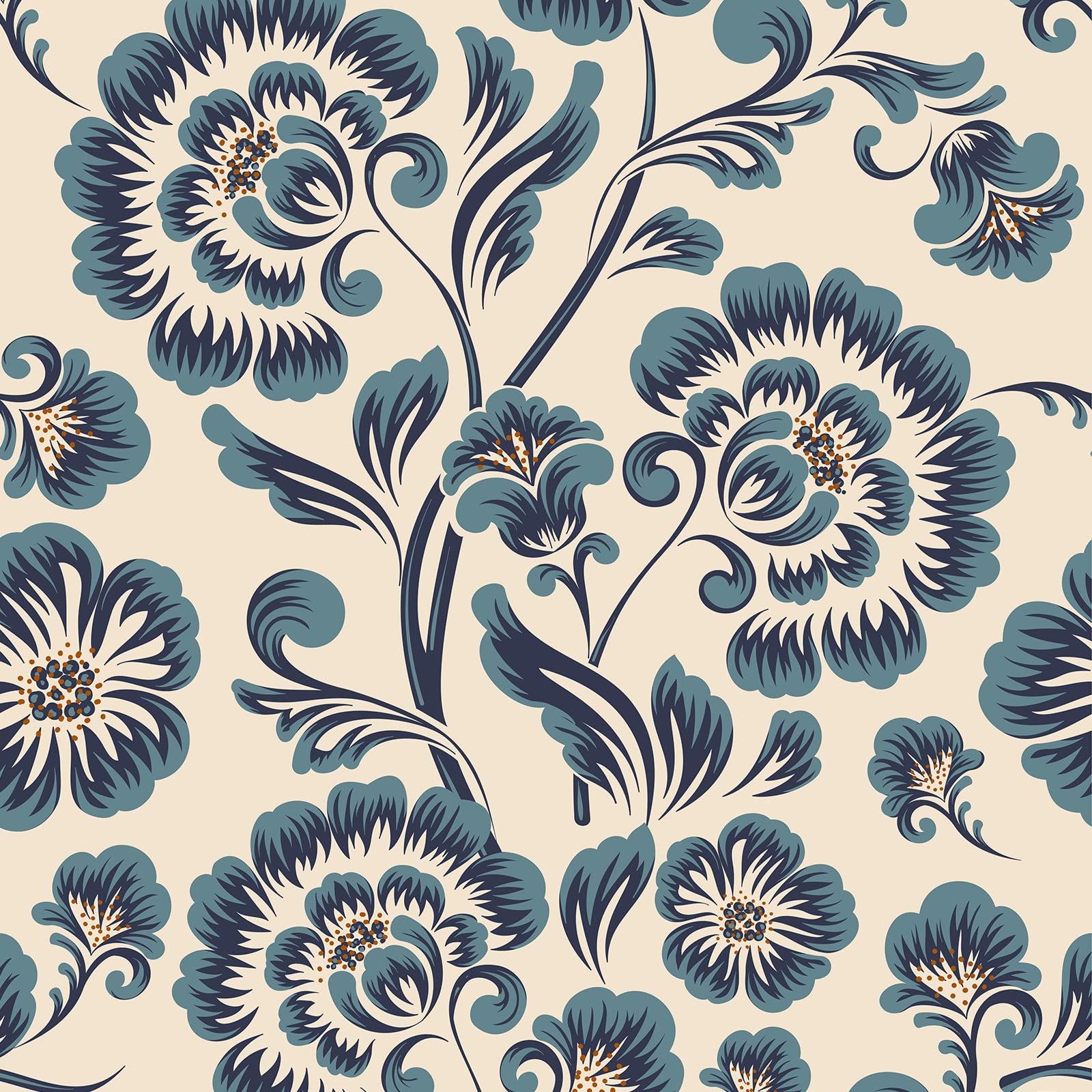 Cream Floral Wallpaper