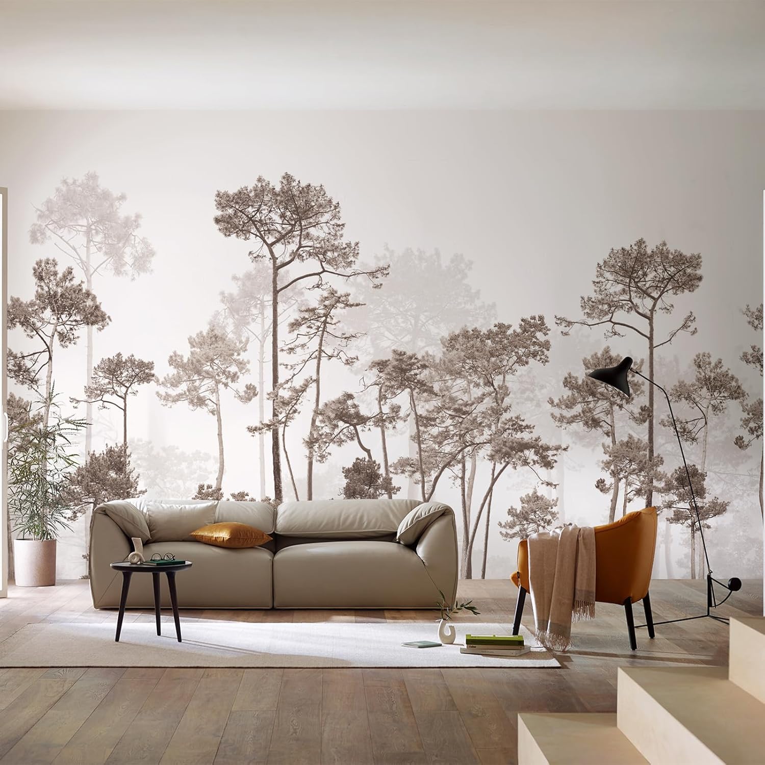 Vintage Foggy Forest Wallpaper Nature Wall Mural Peel and Stick (177 ...