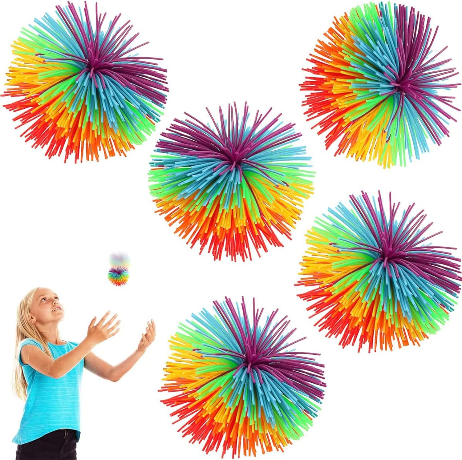 AOMiGT Stringy Balls, 5 Stücke Sensory Fidget Stringy Balls,Bunte ...