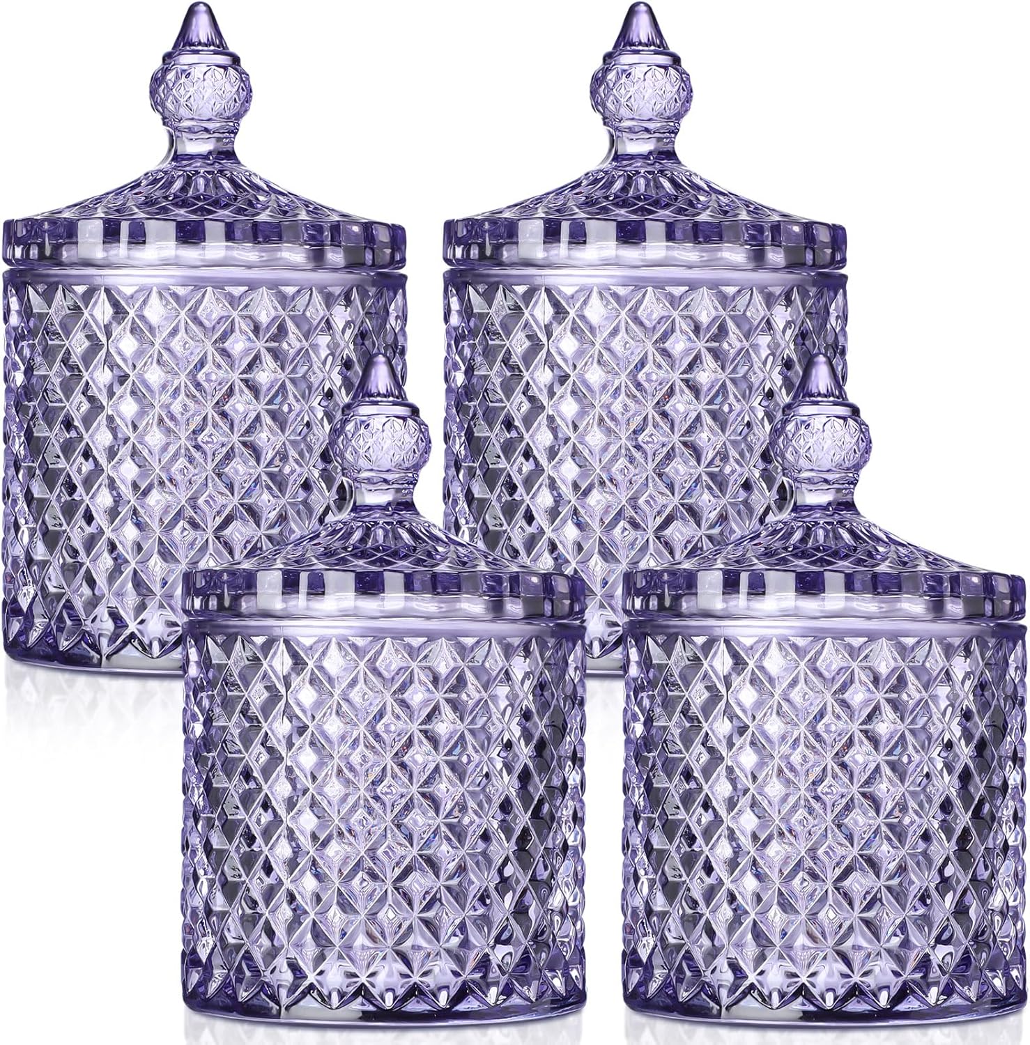 Amazon.com: Aoriher 4 Pcs Crystal Glass Candy Jar Set with Lids Home ...