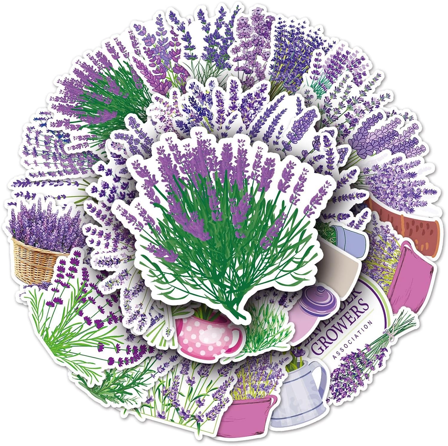 Amazon.com: Lavender Stickers Lavender Stickers Pack 50pcs-Suitable for ...