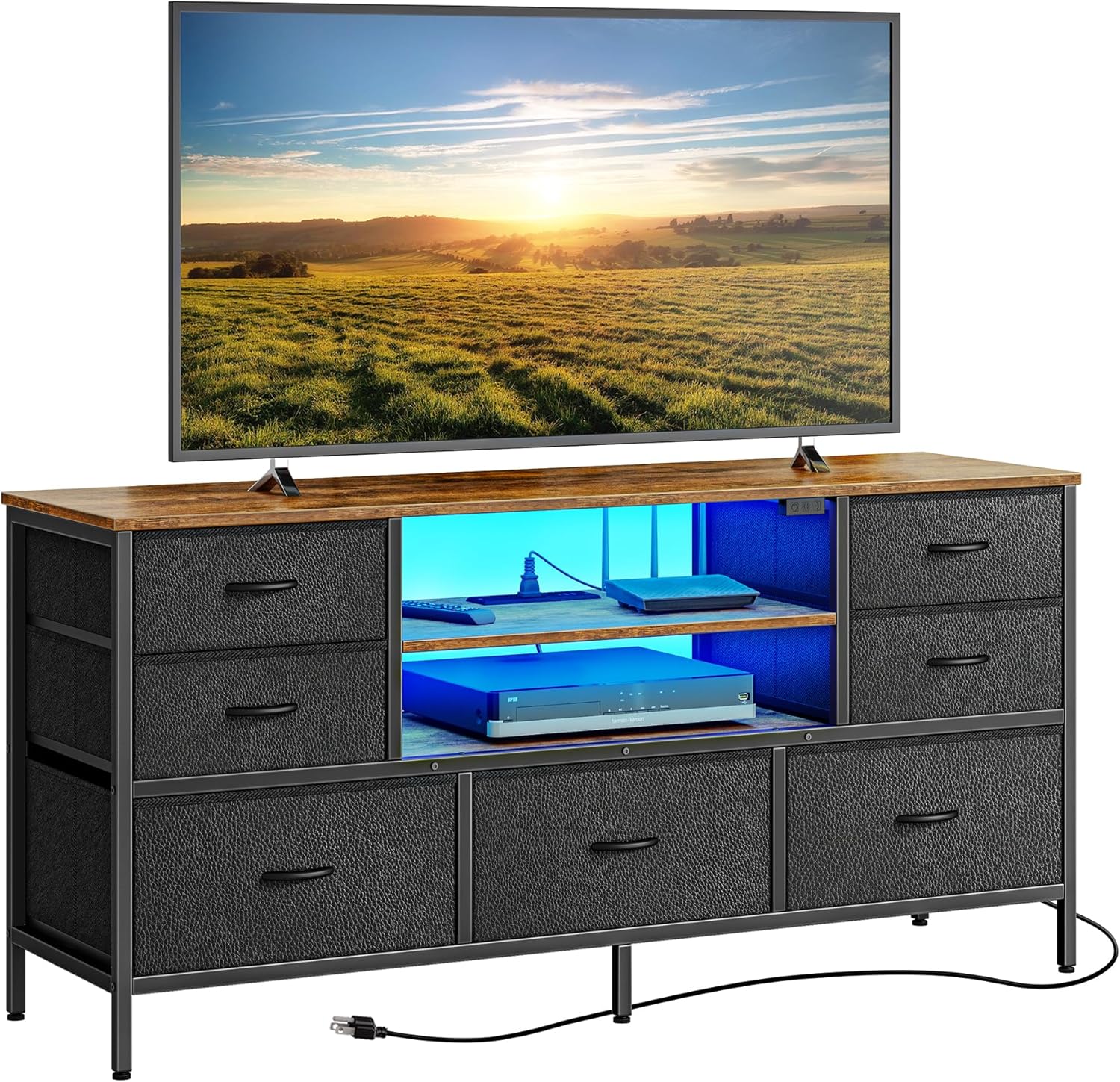 Amazon.com: Huuger Dresser for Bedroom with Power Outlets and LED ...