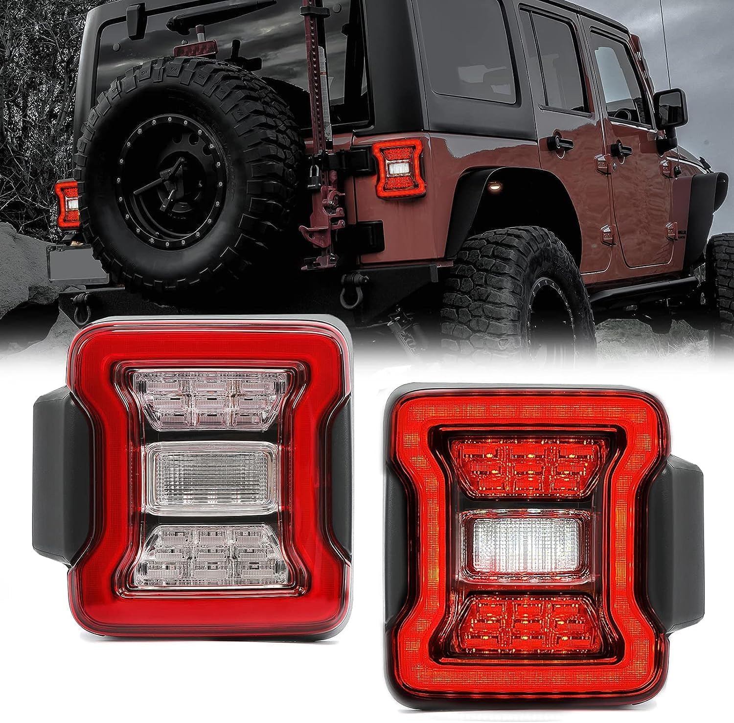 Amazon.com: Yunnergo 1 Pair Tail Light Red Brake Reverse Turn Signal ...