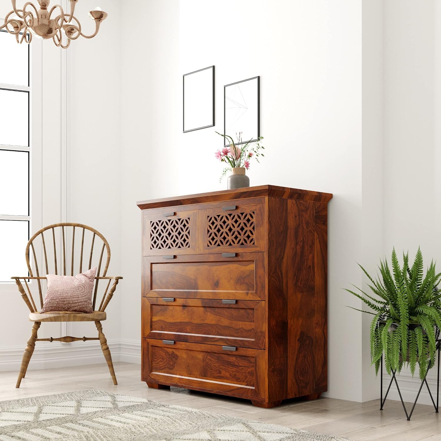 Hamish Furniture Sheesham Wood Alexus Chest of Drawer for Bedroom ...