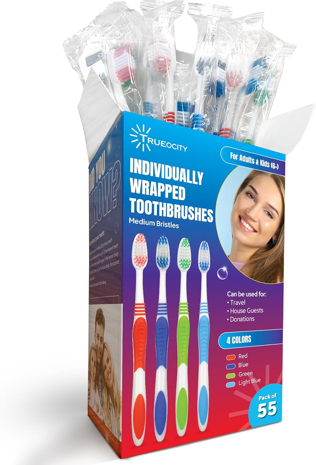 Amazon.com : Toothbrushes Bulk Individually Wrapped - 55 Pack, Bulk ...
