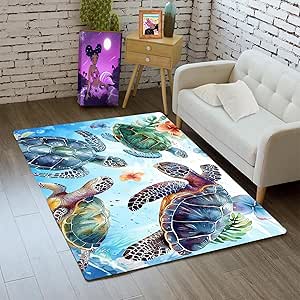 Amazon.com: Sea Turtle Rug - Small Coastal Sea Turtles Area Rugs Beach ...